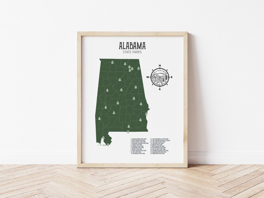 Alabama State Parks Map - Etsy
