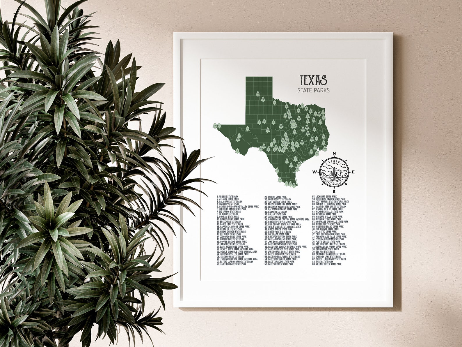 Texas State Parks Map Print - Etsy