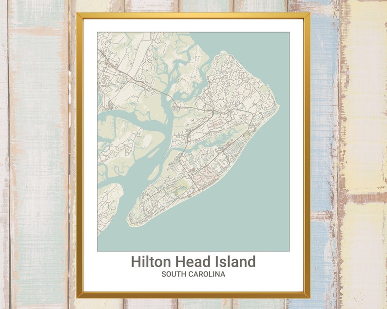 Hilton Head Island Map Print | Etsy