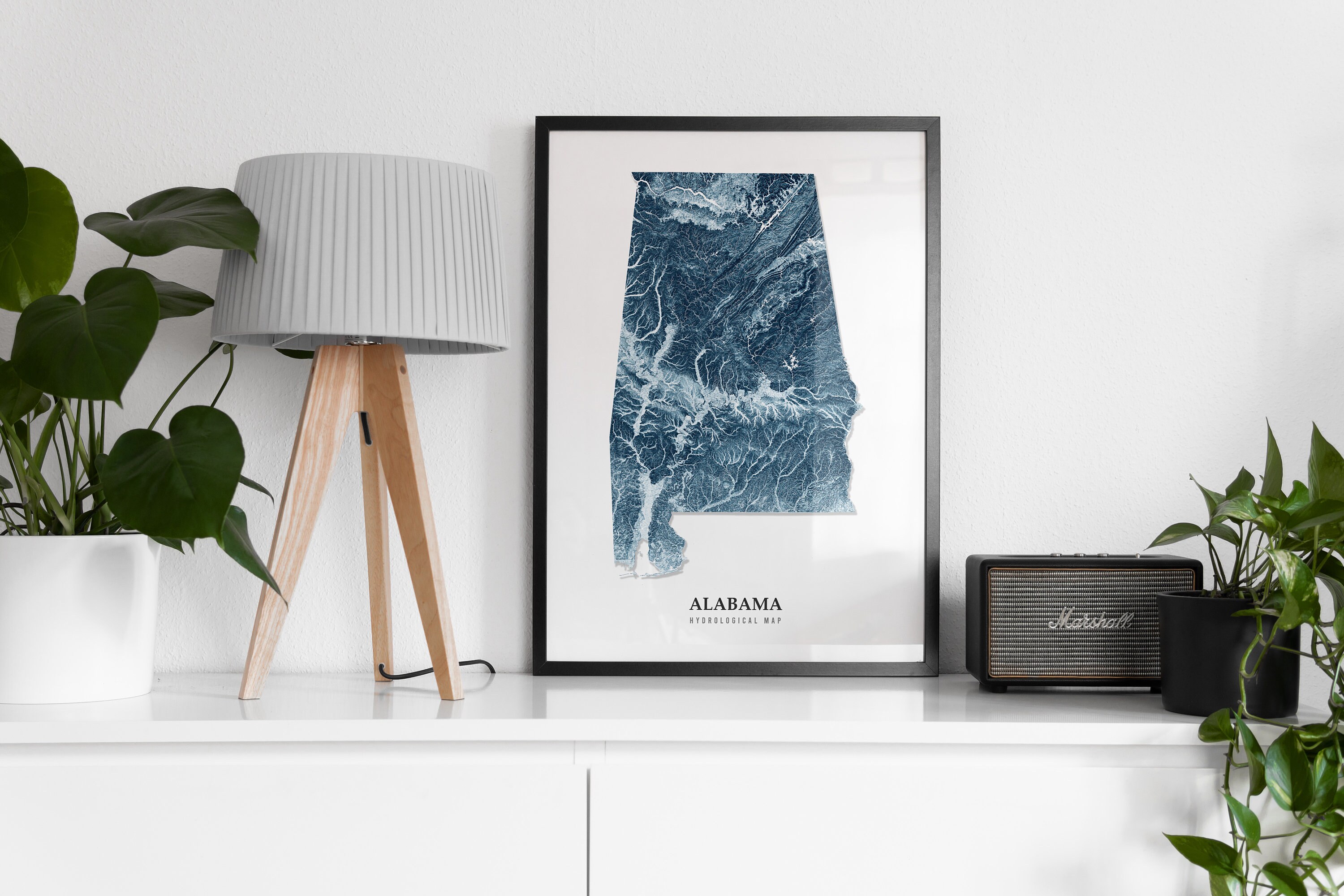 Alabama Hydrological Map (blue) Poster - Etsy