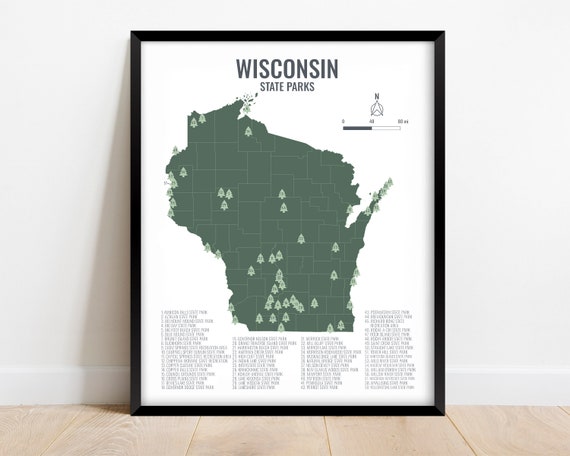 Wisconsin State Parks Map | Etsy