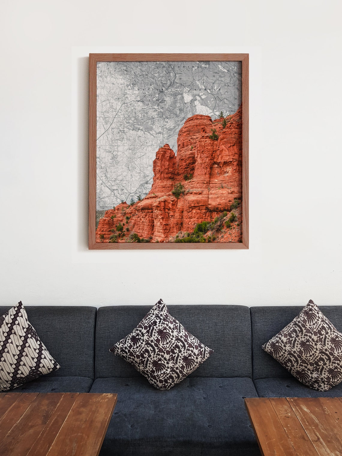 Sedona Arizona Print With Vintage Topographic Map Background | Etsy