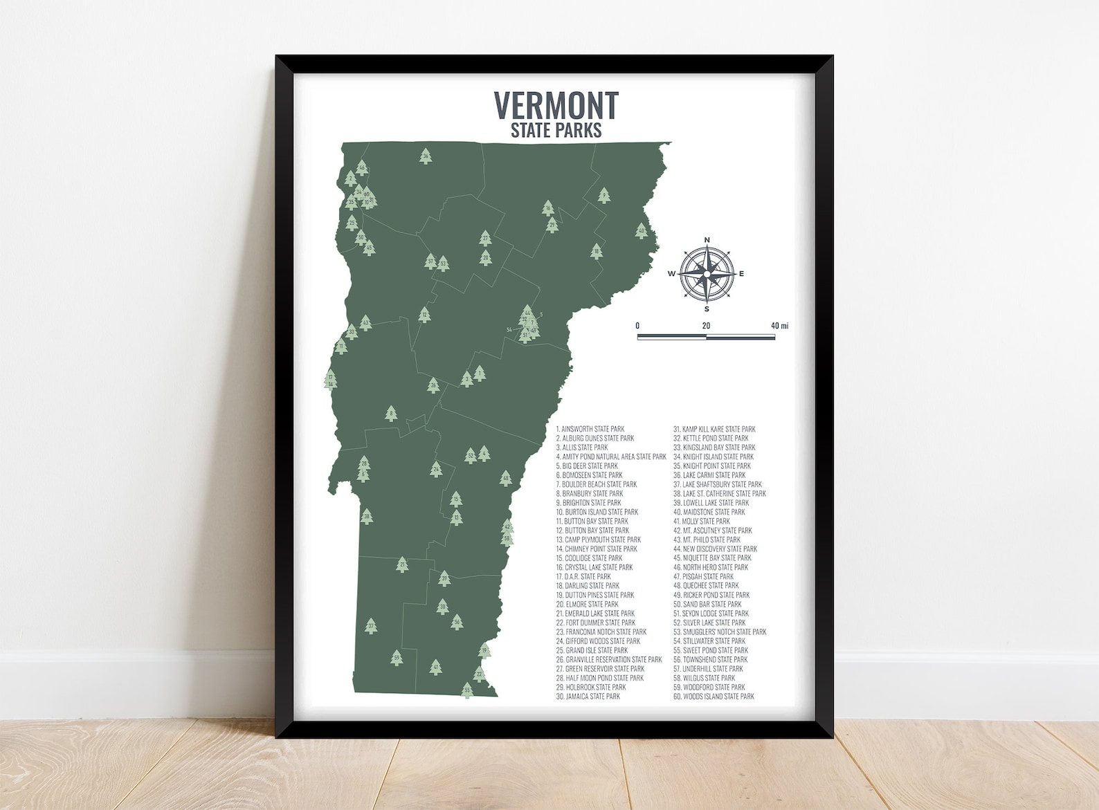 Vermont State Parks Map | Etsy
