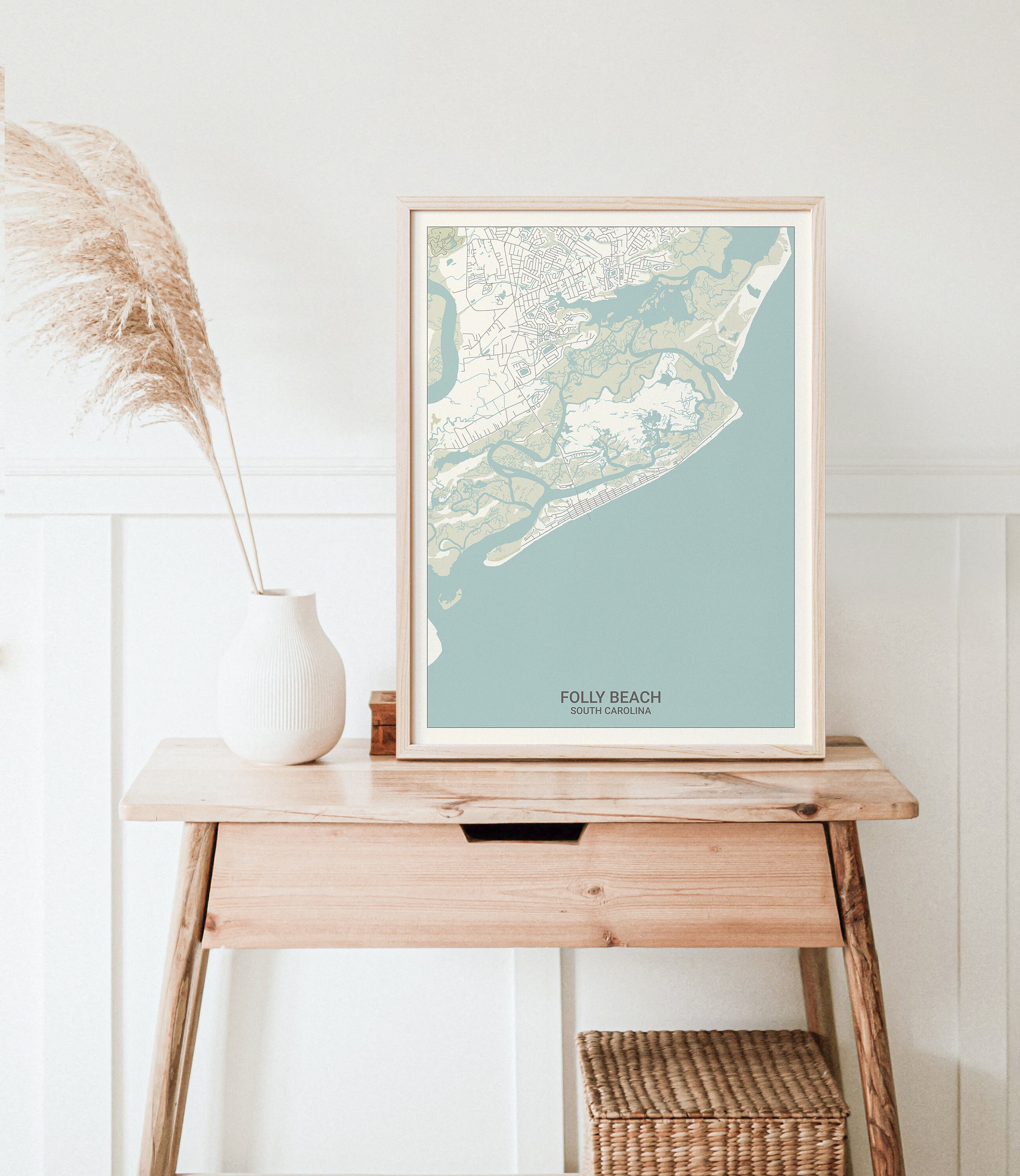 Folly Beach South Carolina Map Print, Folly Beach Travel Poster, Folly ...