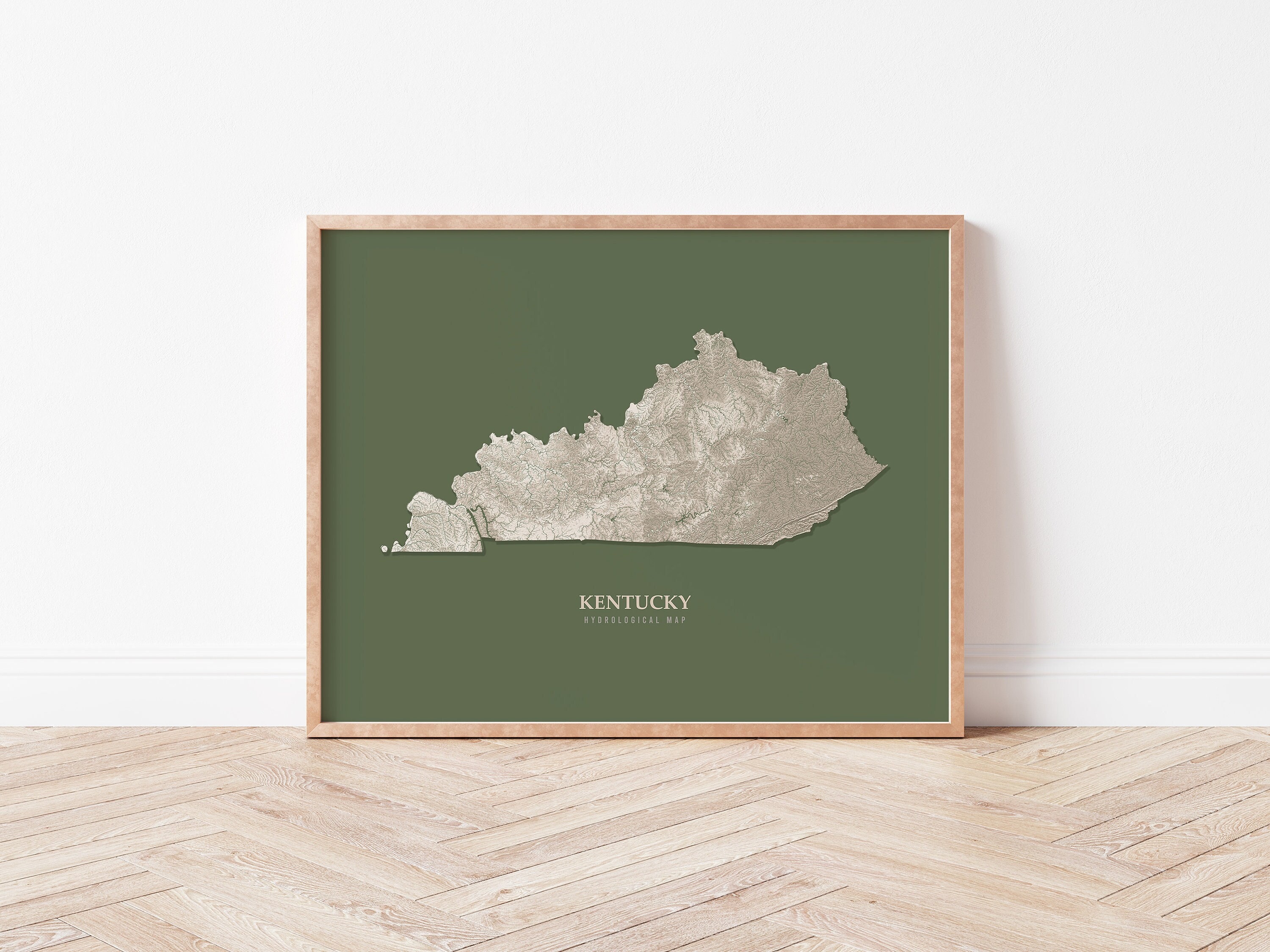 Kentucky Hydrological Map Poster (green) - Etsy