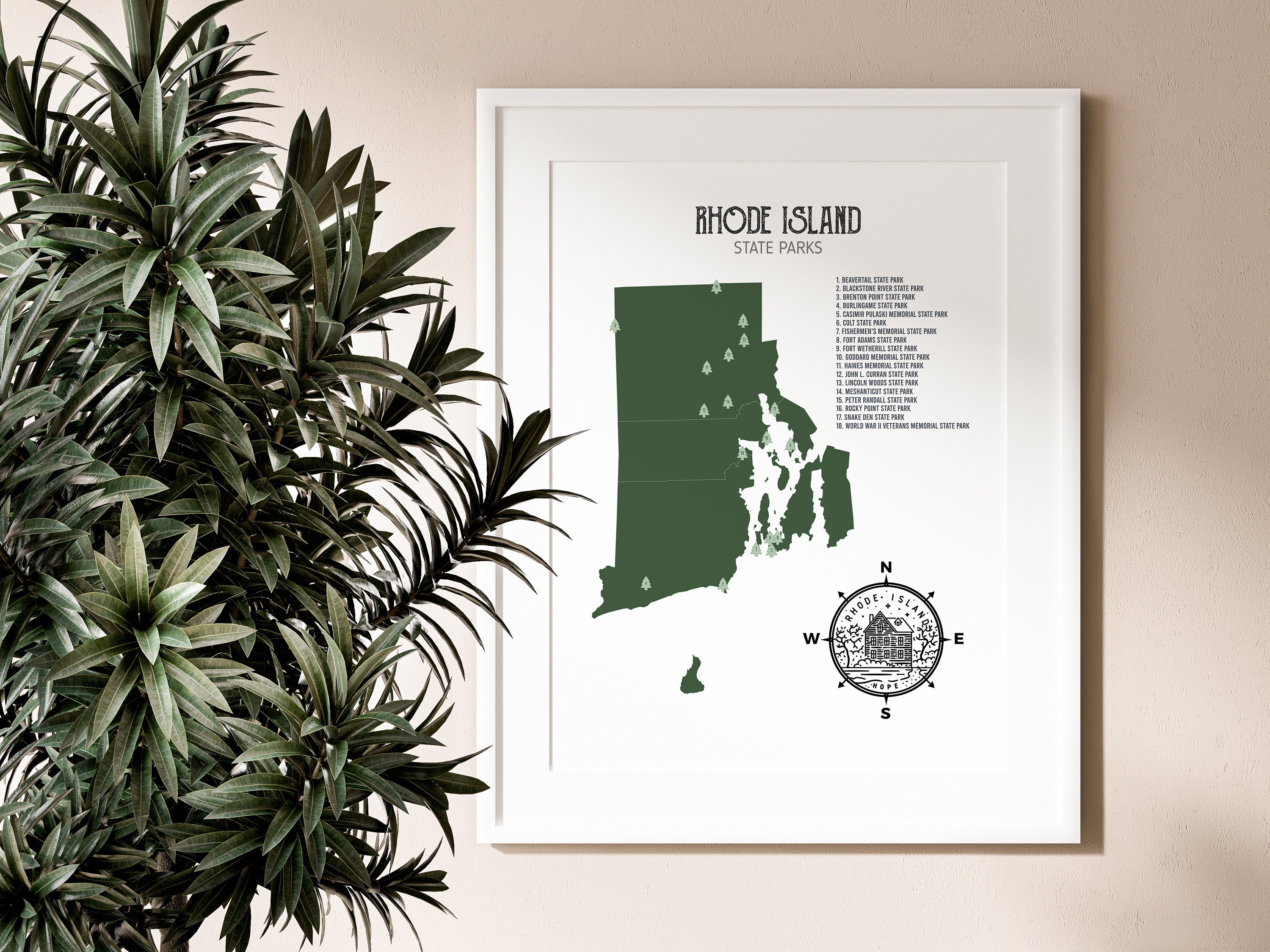 Rhode Island State Parks Map - Etsy