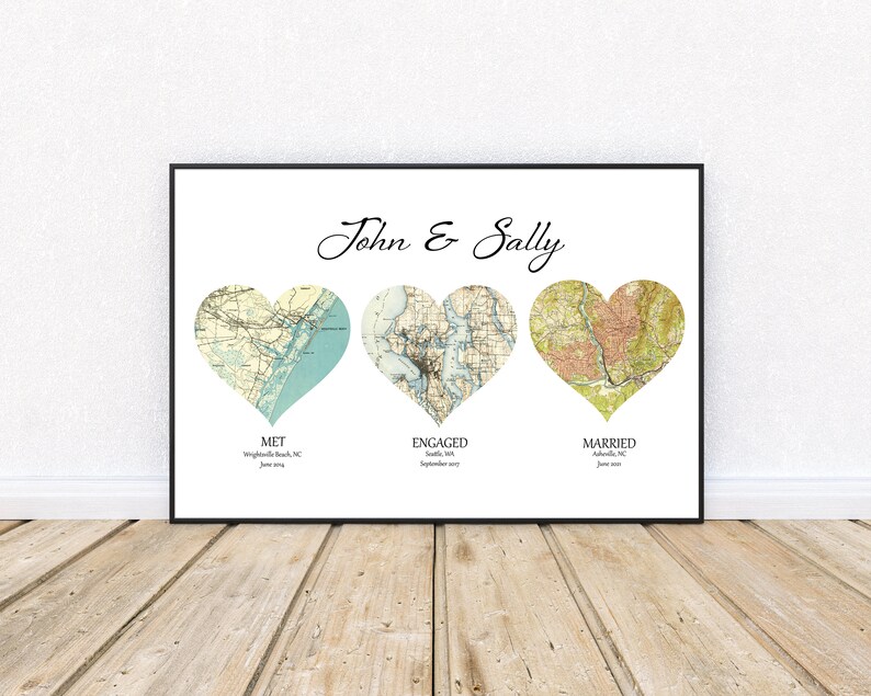 Wedding Map Gift Anniversary Map Gift | Etsy