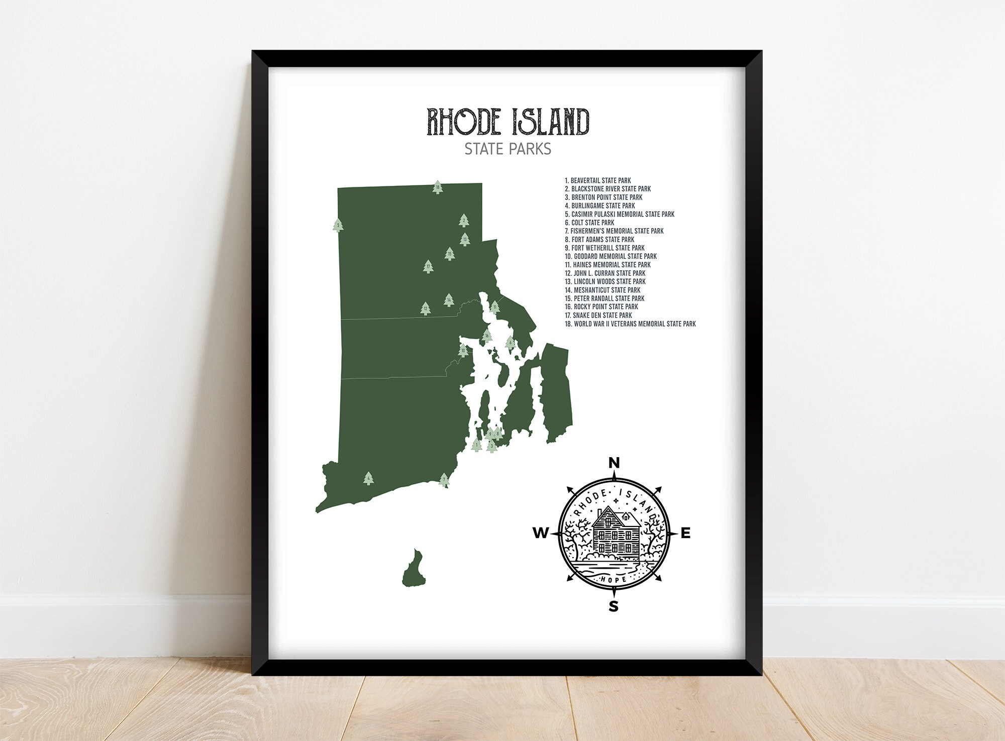 Rhode Island State Parks Map - Etsy