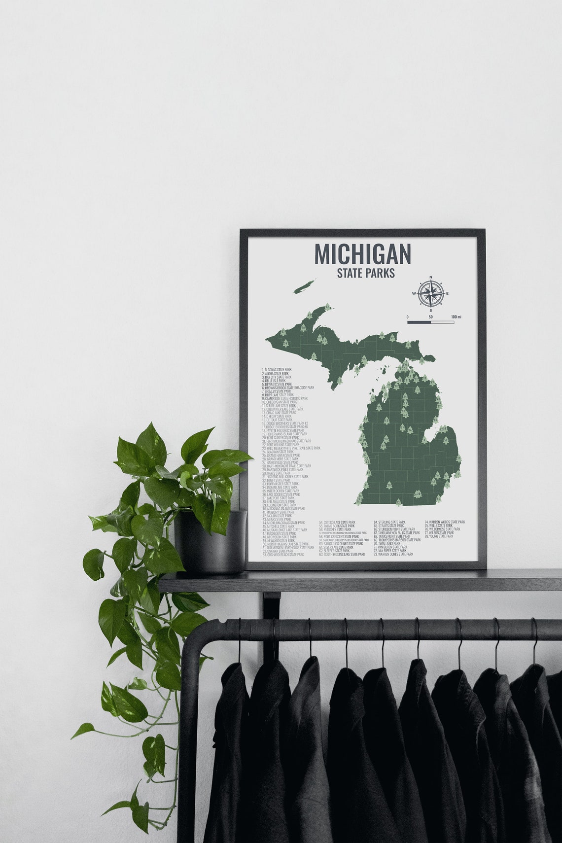 Michigan State Parks Map Print | Etsy