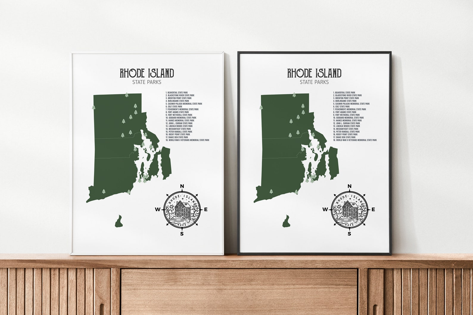 Rhode Island State Parks Map - Etsy