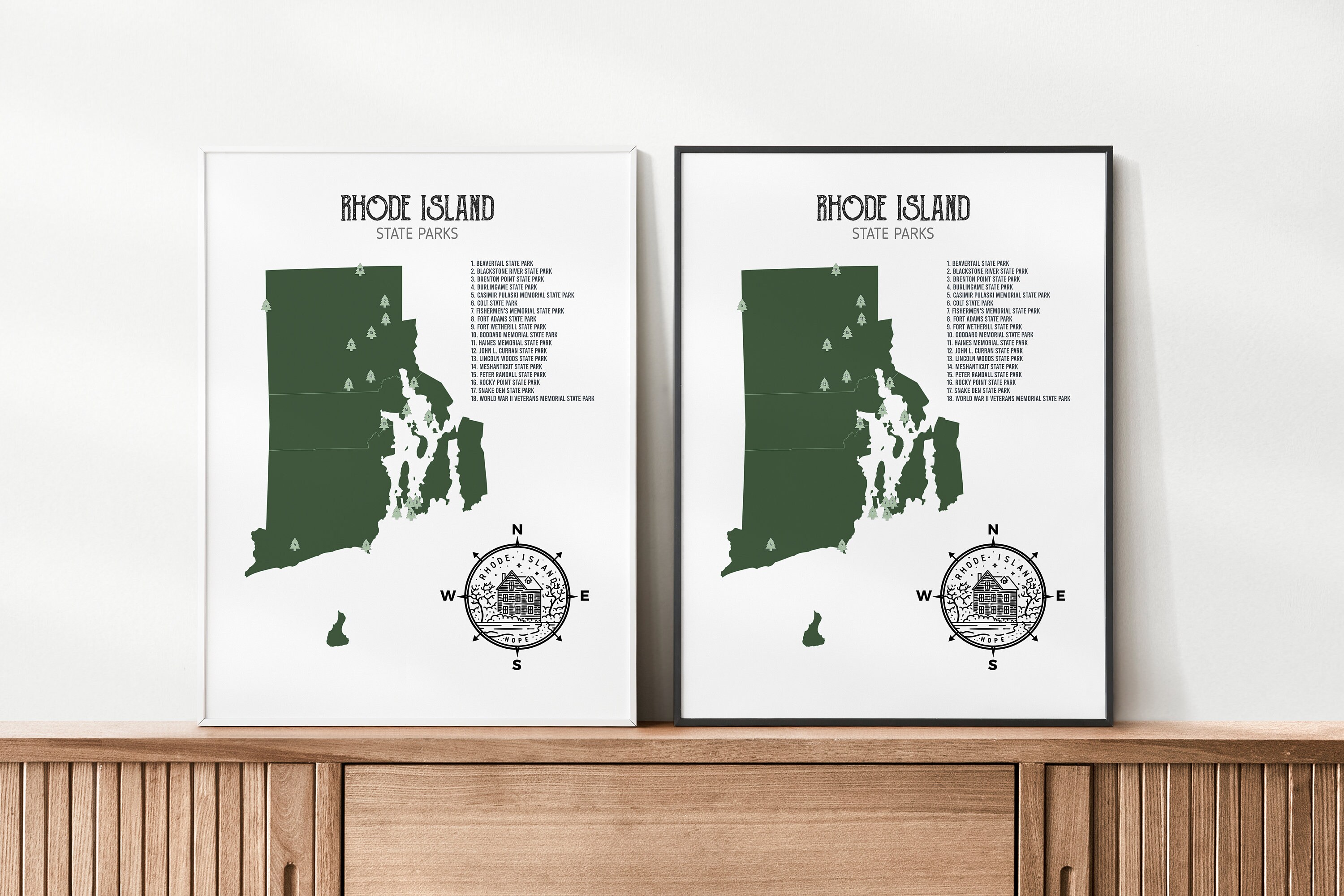 Rhode Island State Parks Map - Etsy