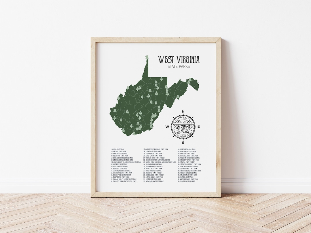 West Virginia State Parks Map, Family Adventure Map Gift - Etsy