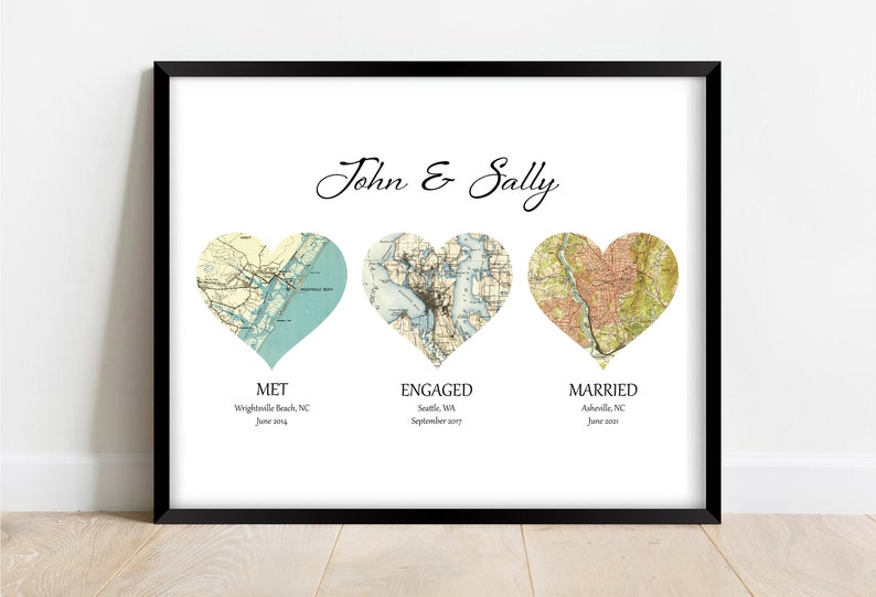 Wedding Map Gift Anniversary Map Gift | Etsy