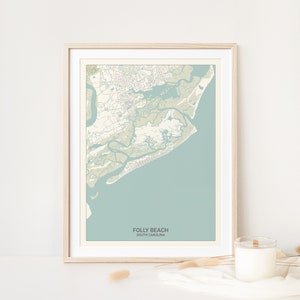 Folly Beach South Carolina Map Print, Folly Beach Travel Poster, Folly ...