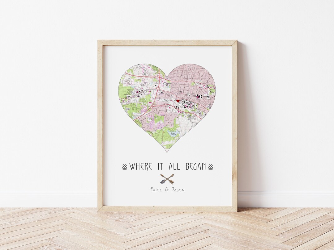 Personalized Where We Met Map, Where It All Began, Valentine's Day Map ...