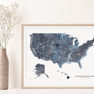 United States Hydrological Map (blue), Map of US Rivers and Lakes ...