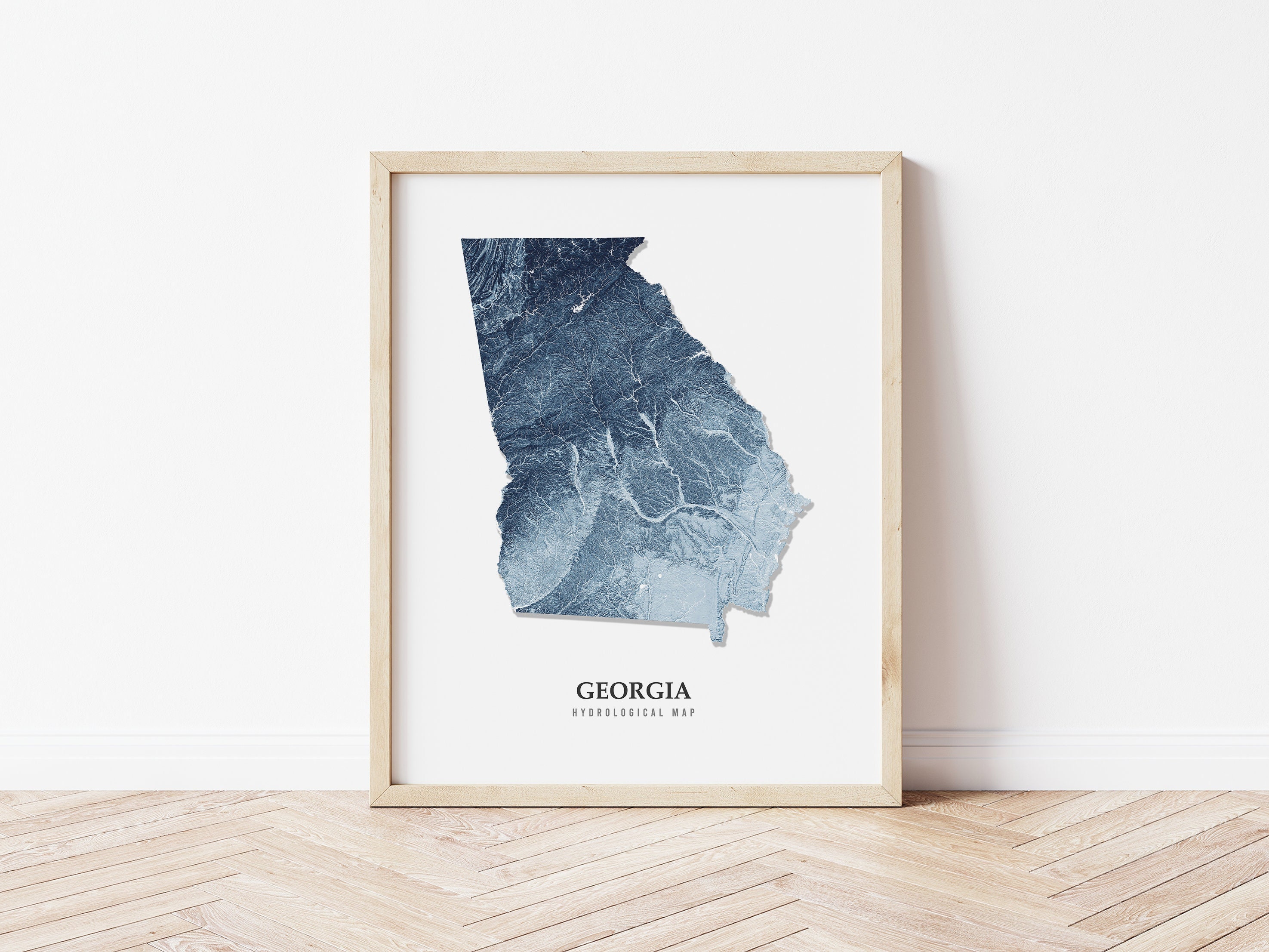 Georgia Hydrological Map Poster blue | Etsy