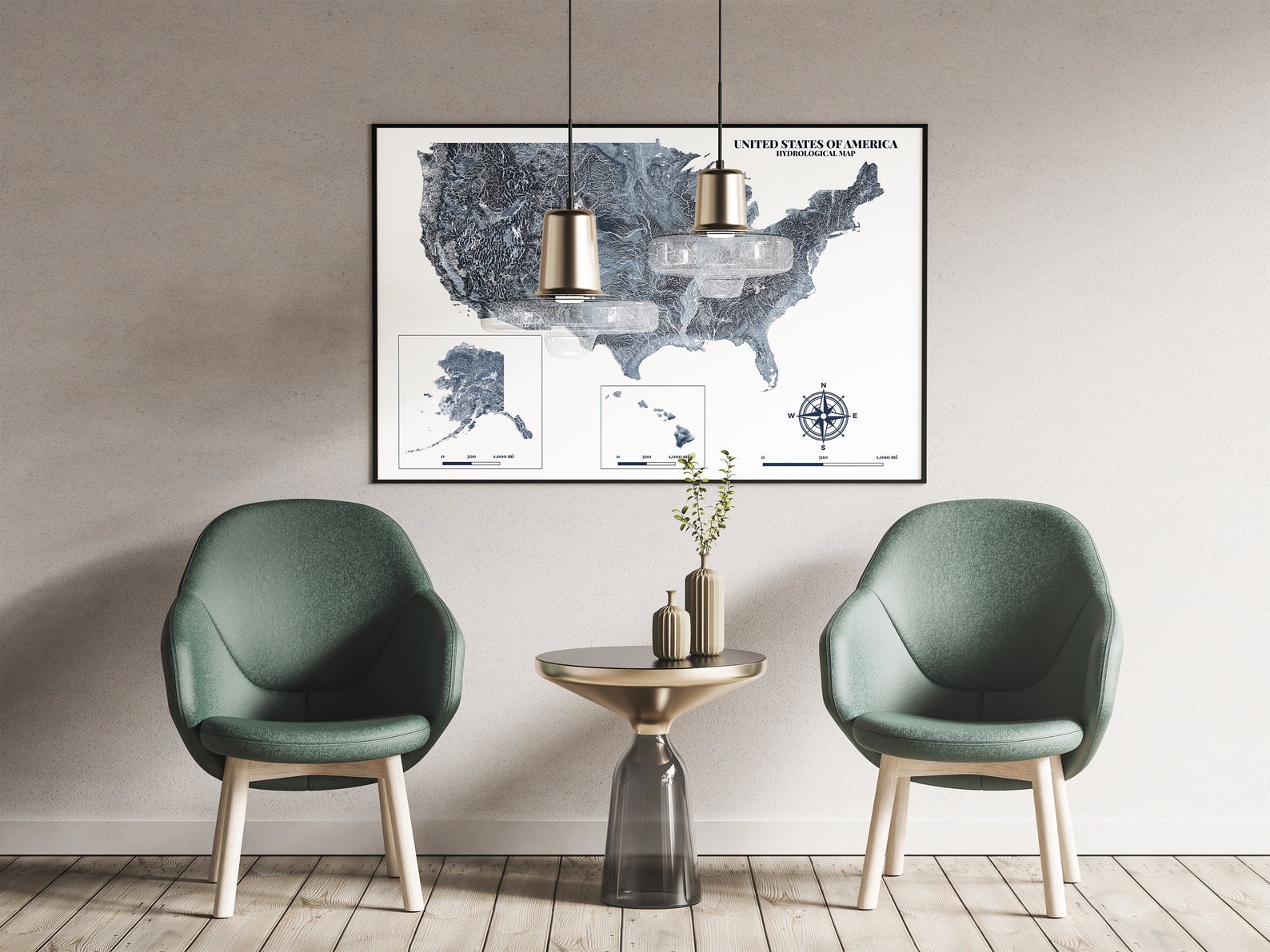 United States Hydrological Map Blue Map of US Rivers and | Etsy