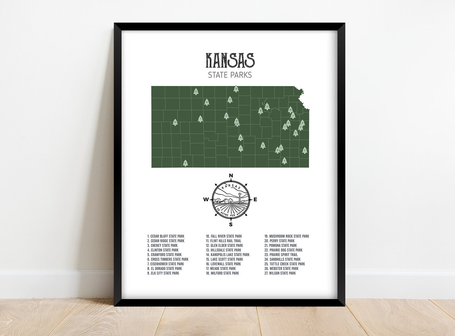 Kansas State Parks Map | Etsy