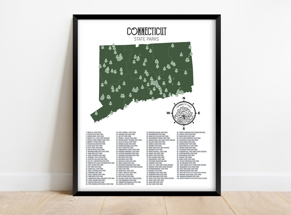 Connecticut State Park Map - Etsy