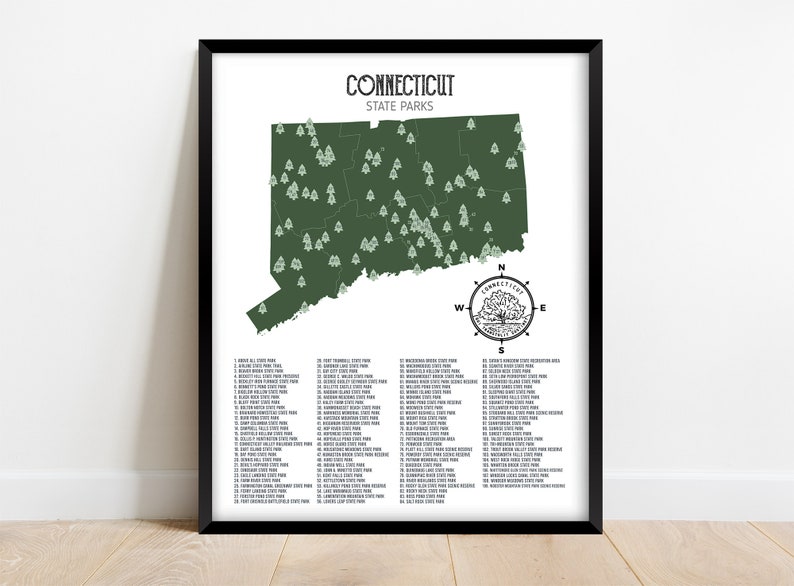 Connecticut State Park Map - Etsy