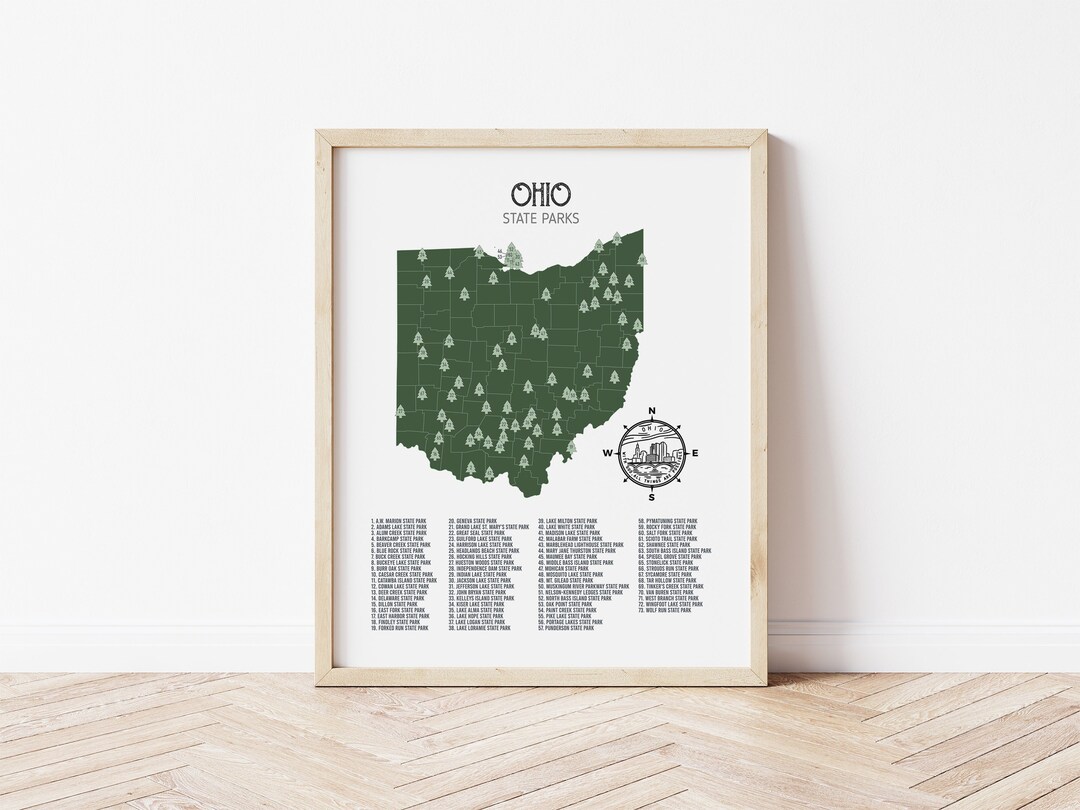 Ohio State Parks Map Print - Etsy