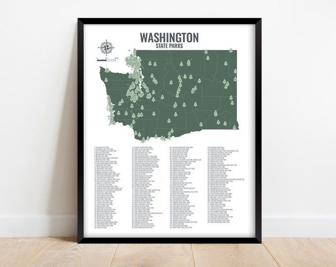 Washington State Park Map - Etsy