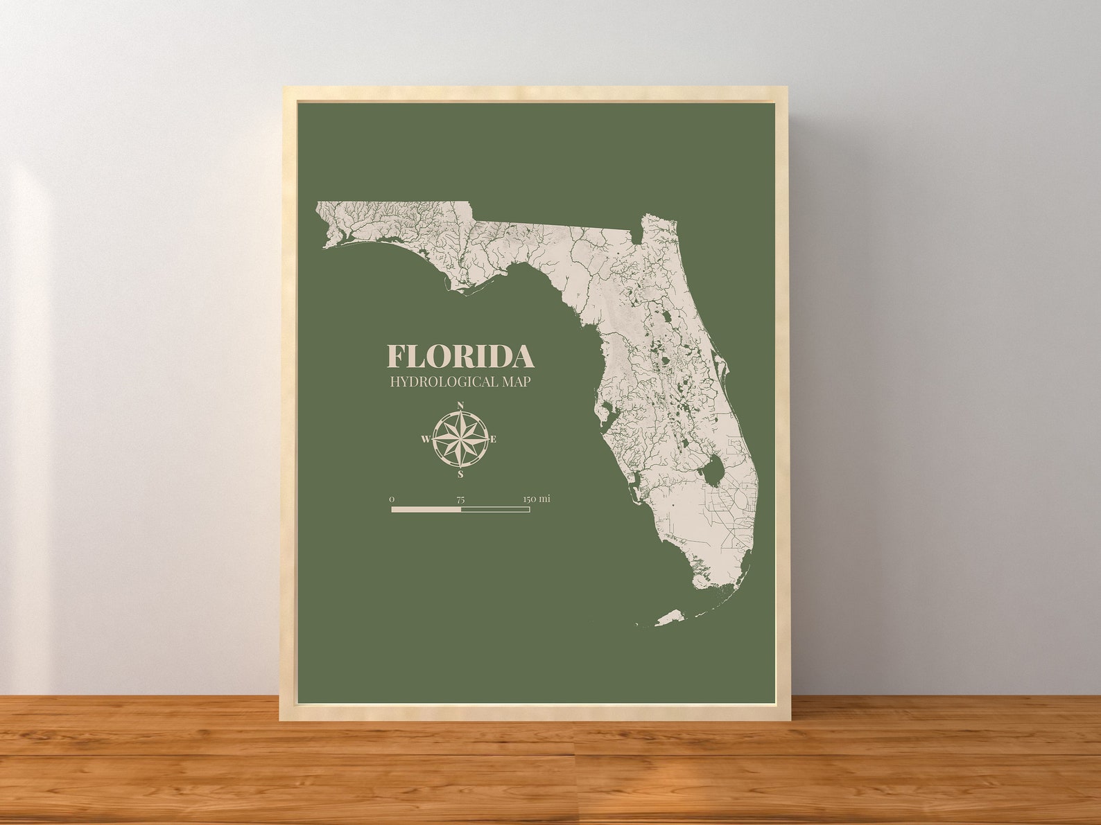 Florida Hydrological Map Poster green | Etsy