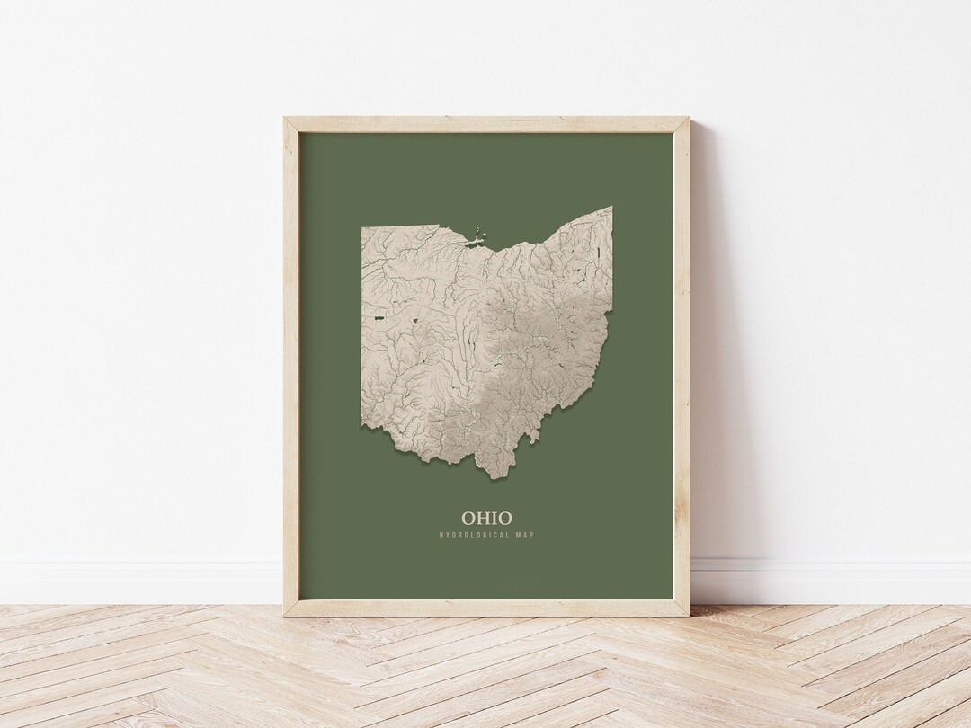 Ohio Hydrological Map Poster (green) - Etsy