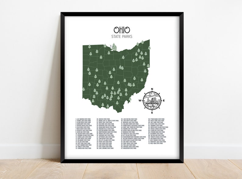 Ohio State Parks Map Print - Etsy