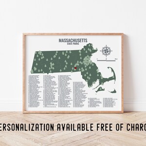 Massachusetts State Parks Map - Etsy