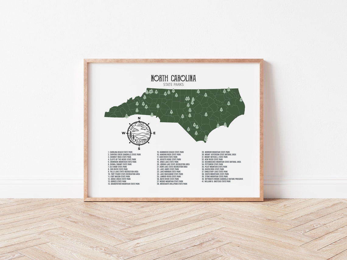 North Carolina State Parks Map - Etsy