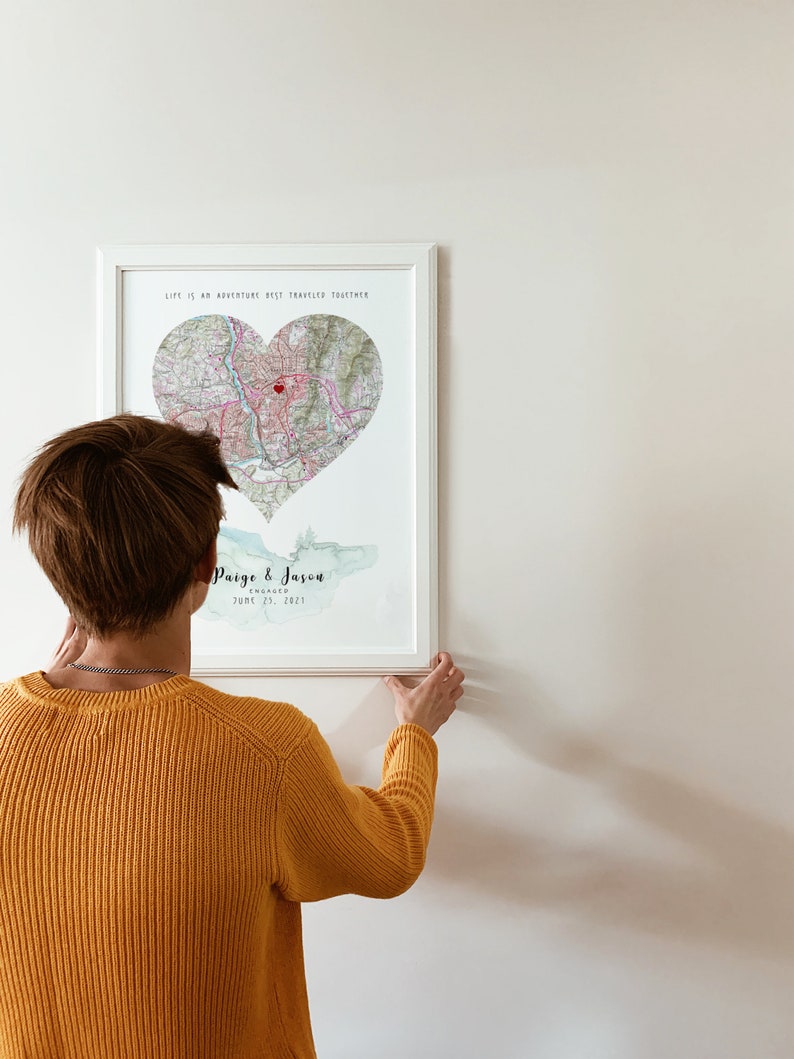 Personalized Engagement Map Gift Engagement Gift for Couple - Etsy