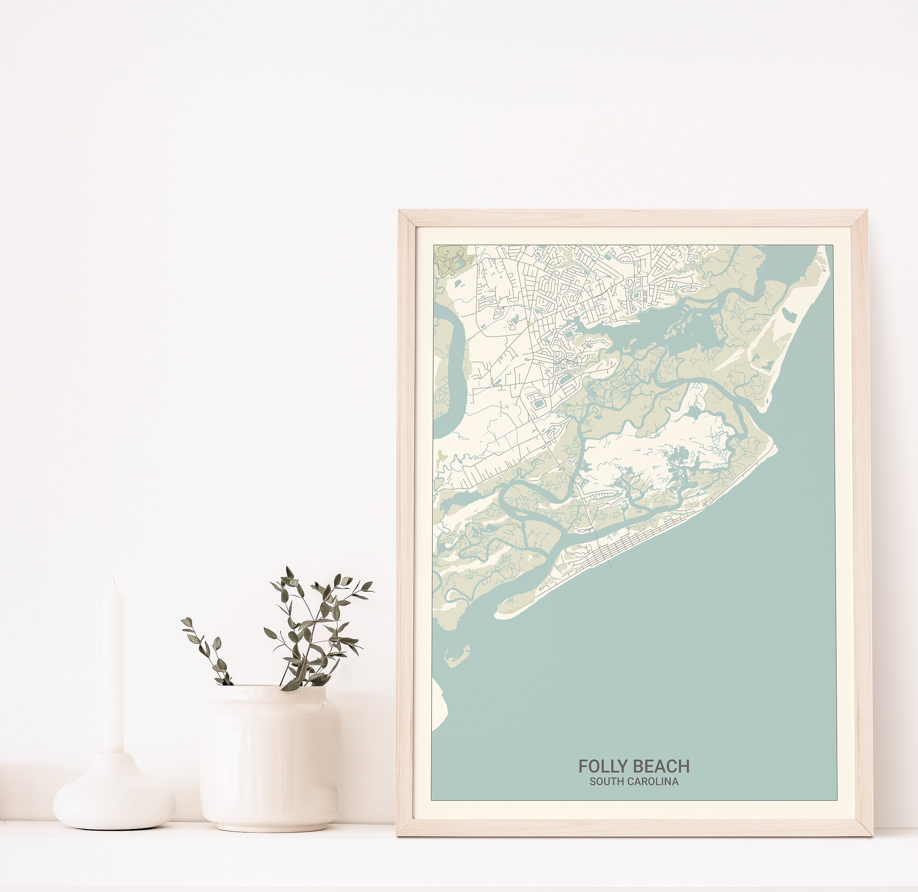 Folly Beach South Carolina Map Print, Folly Beach Travel Poster, Folly Beach Map Gift - Etsy