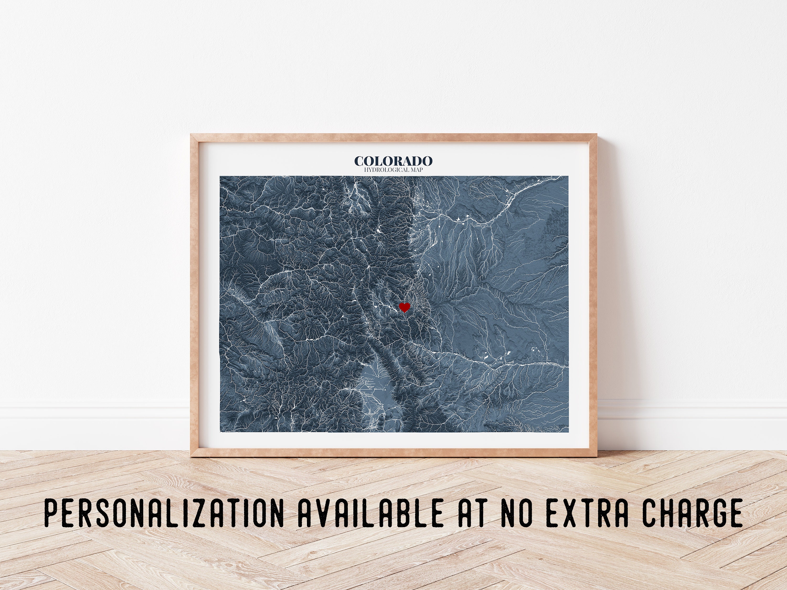 Colorado Hydrological Map Poster Blue | Etsy