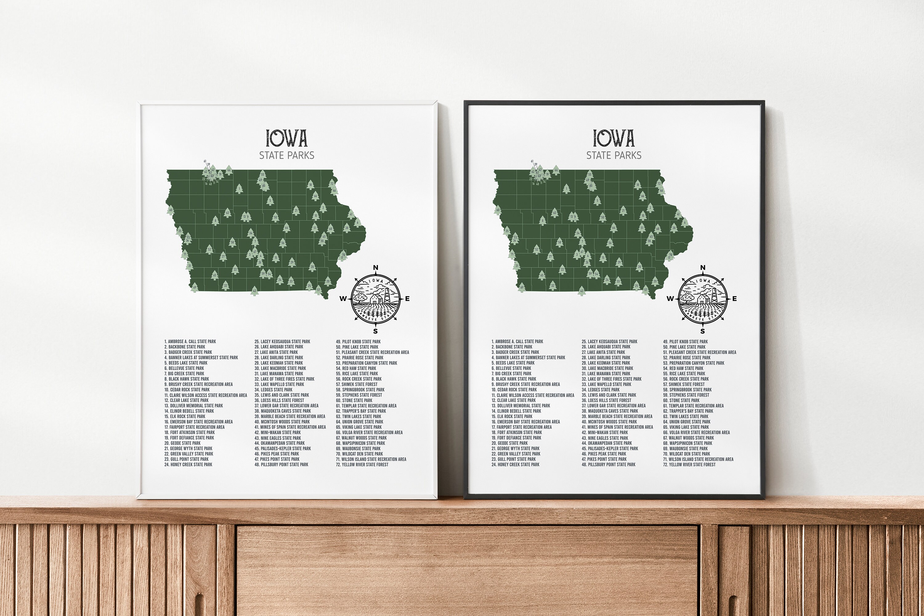 Iowa State Parks Map - Etsy