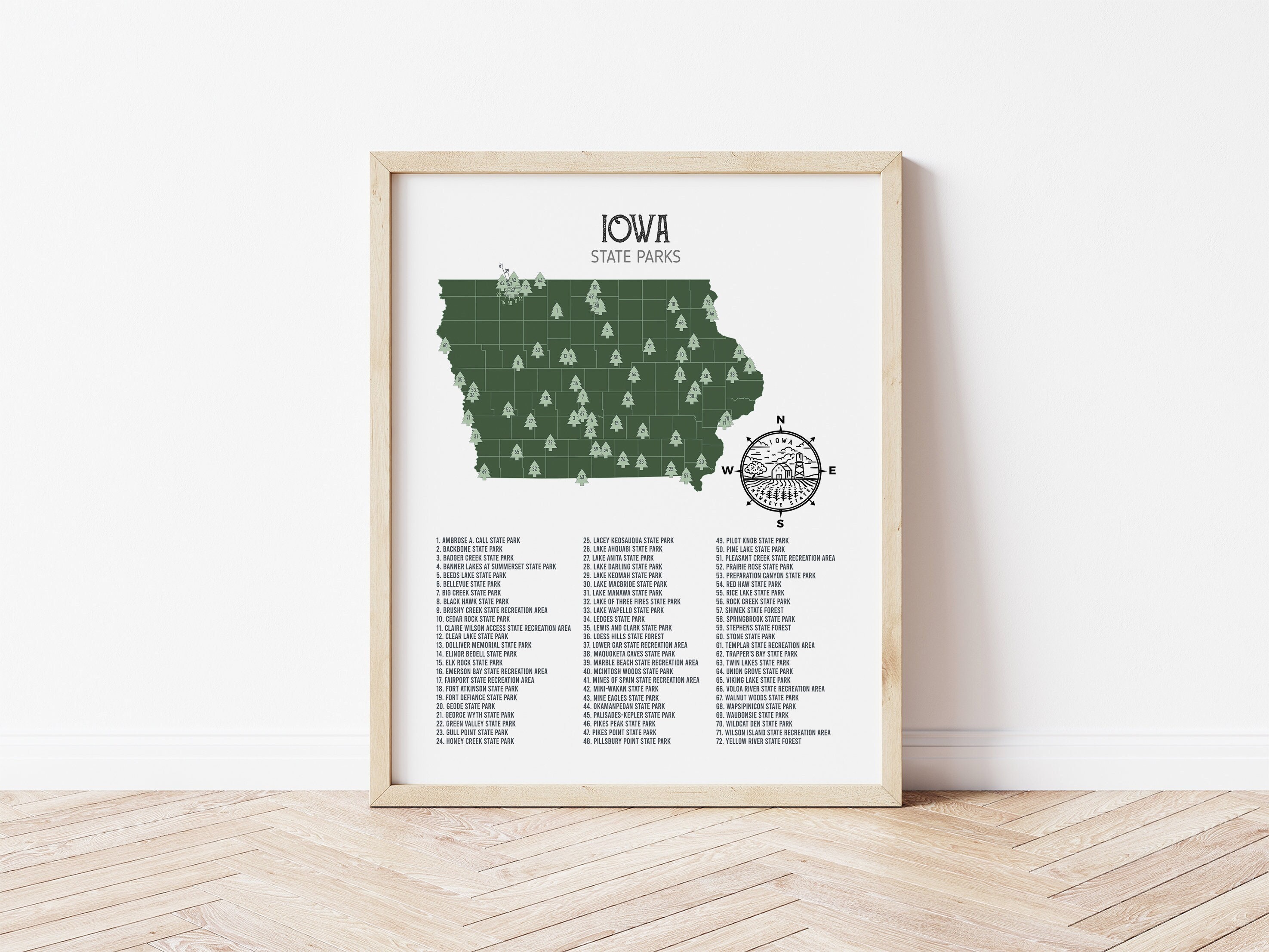 Iowa State Parks Map - Etsy