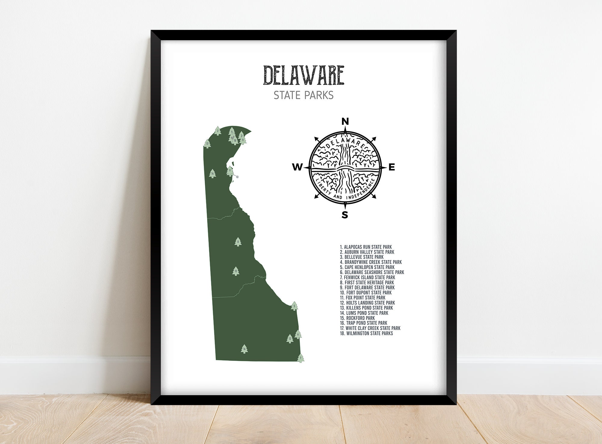 Delaware State Parks Map - Etsy