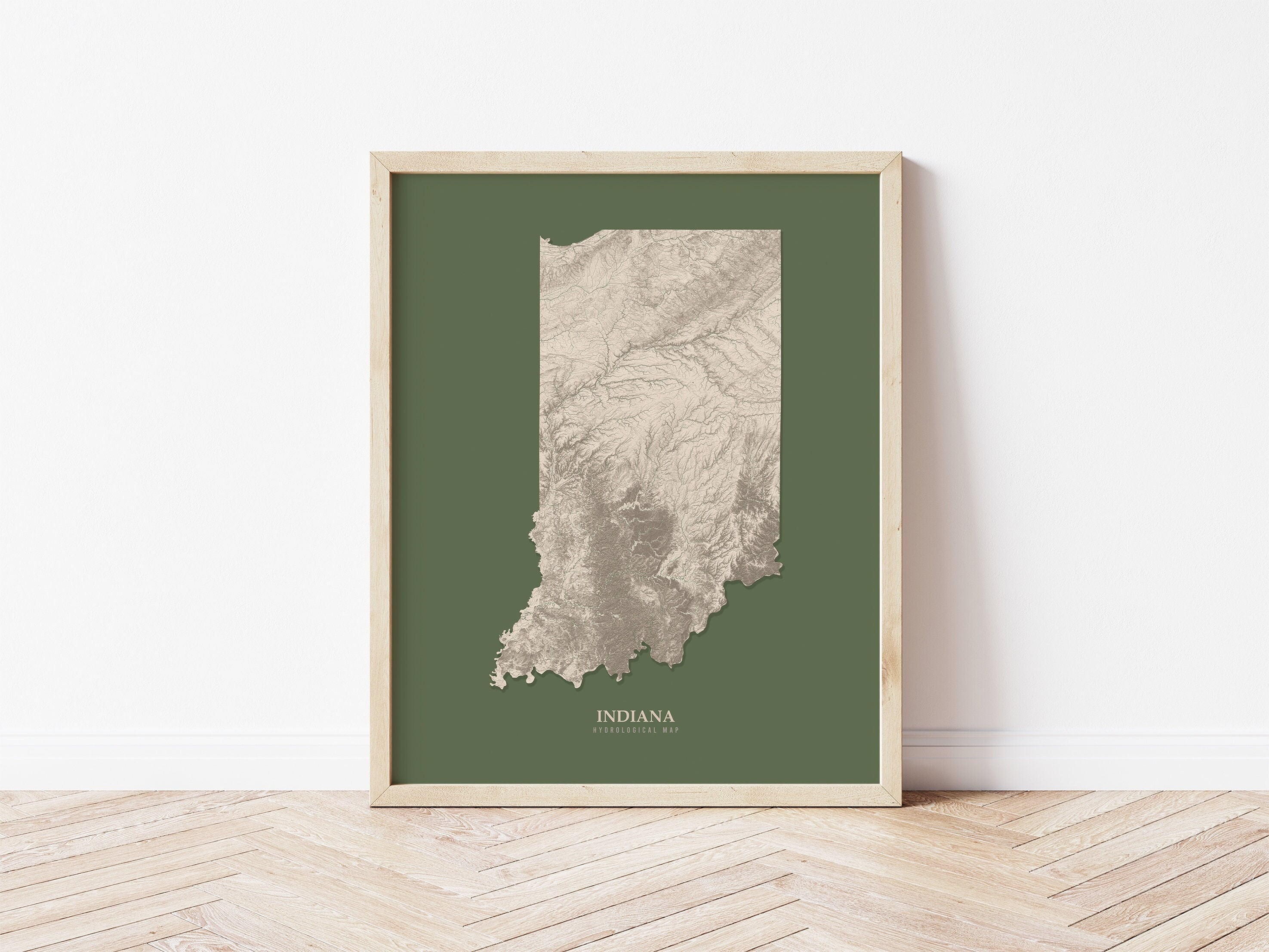 Indiana Hydrological Map Poster (green) - Etsy