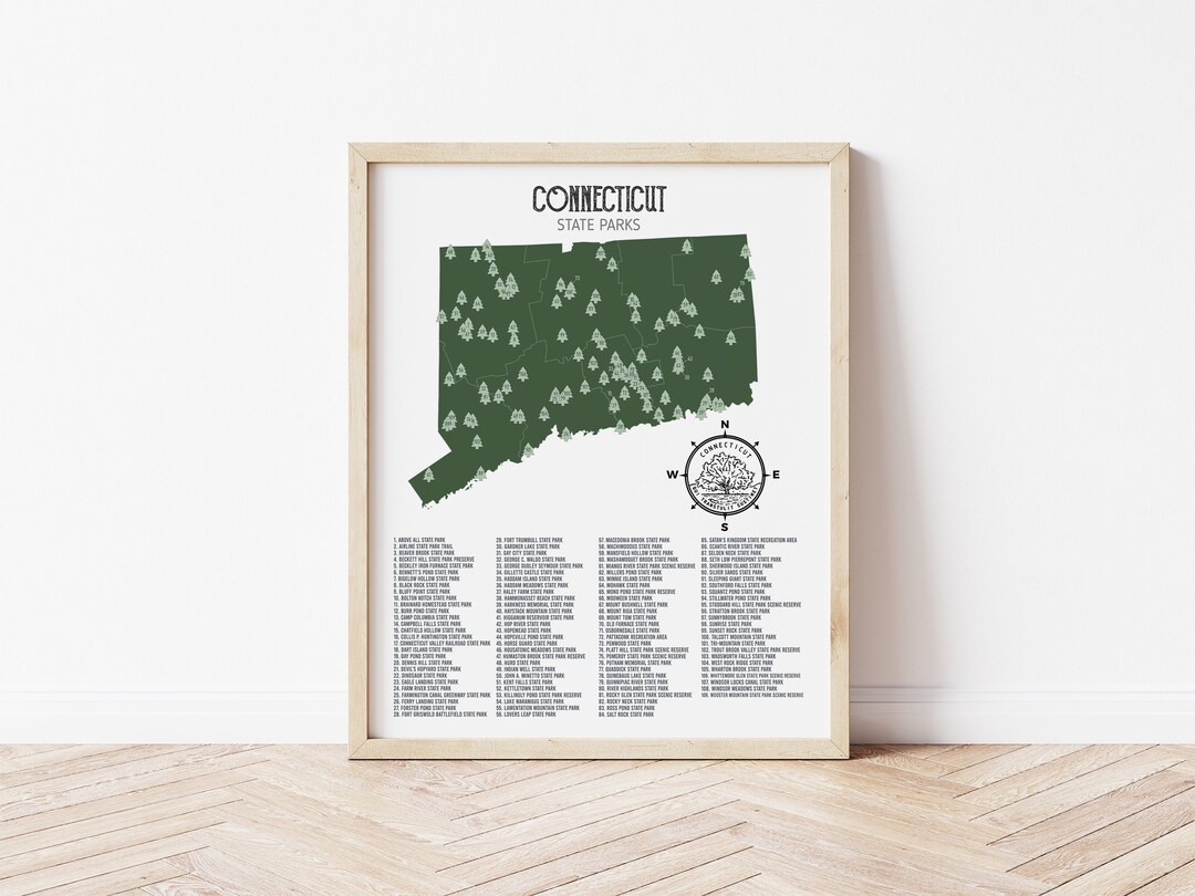 Connecticut State Park Map - Etsy