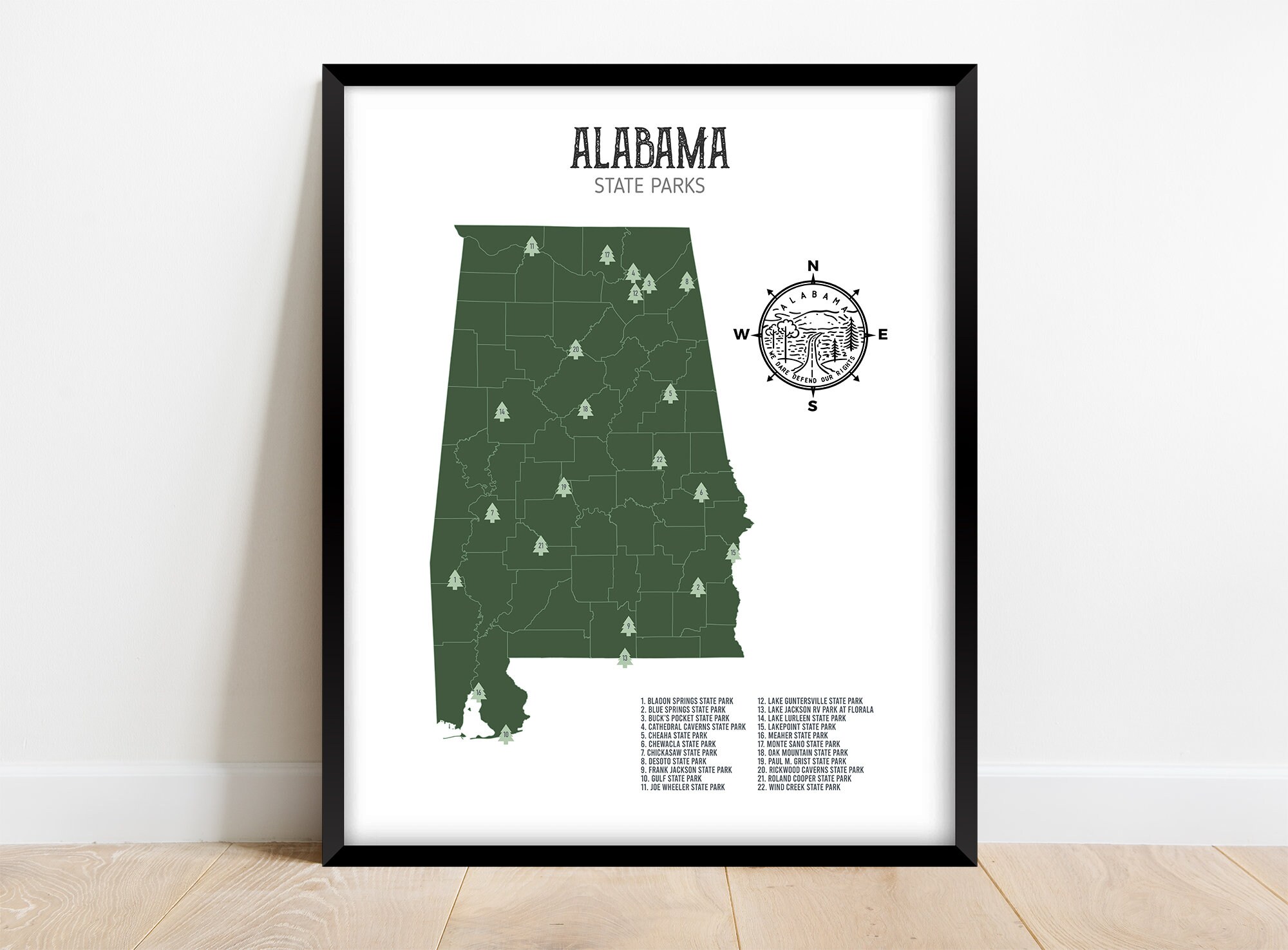 Alabama State Parks Map - Etsy