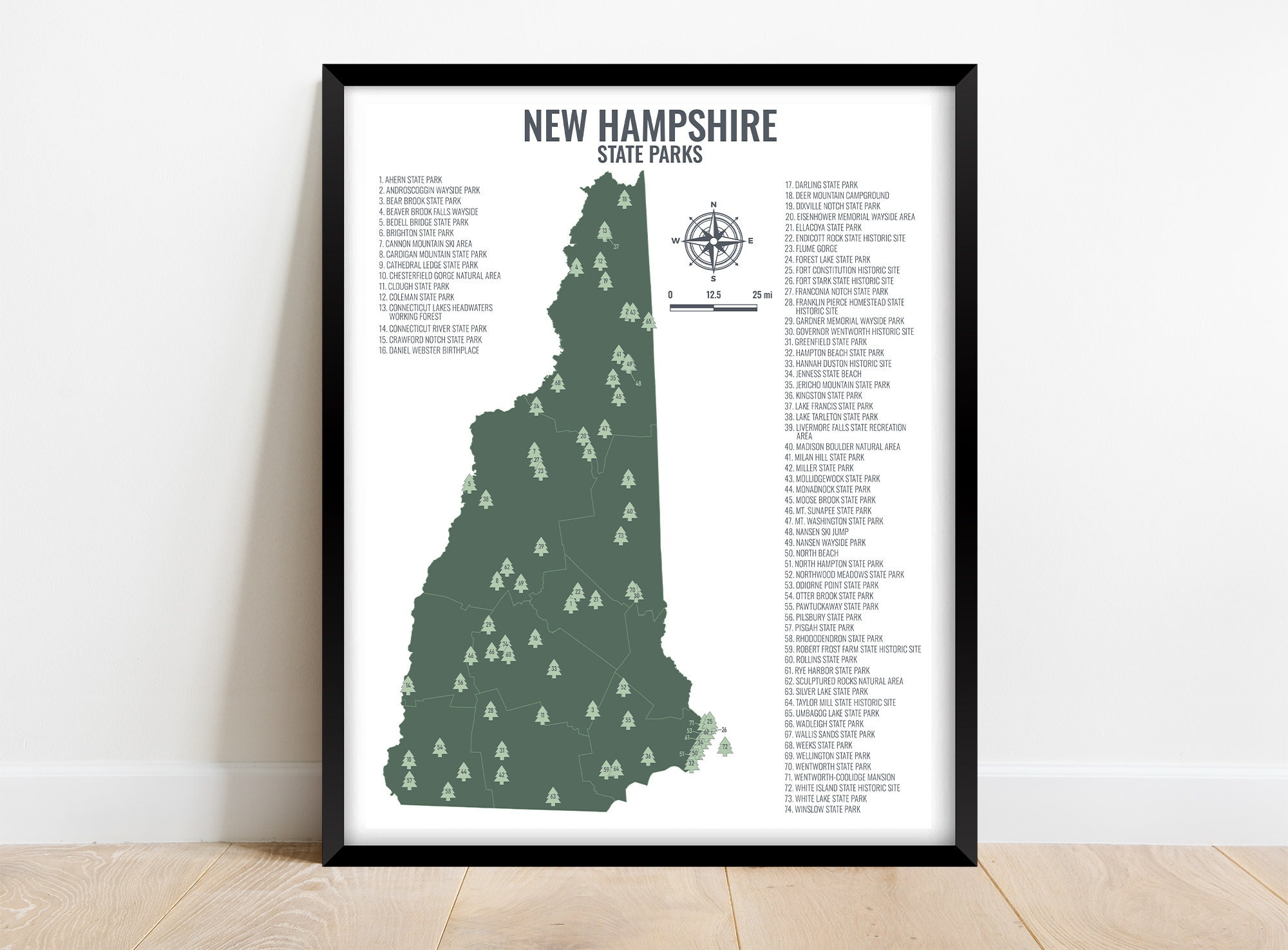 New Hampshire State Parks Map | Etsy