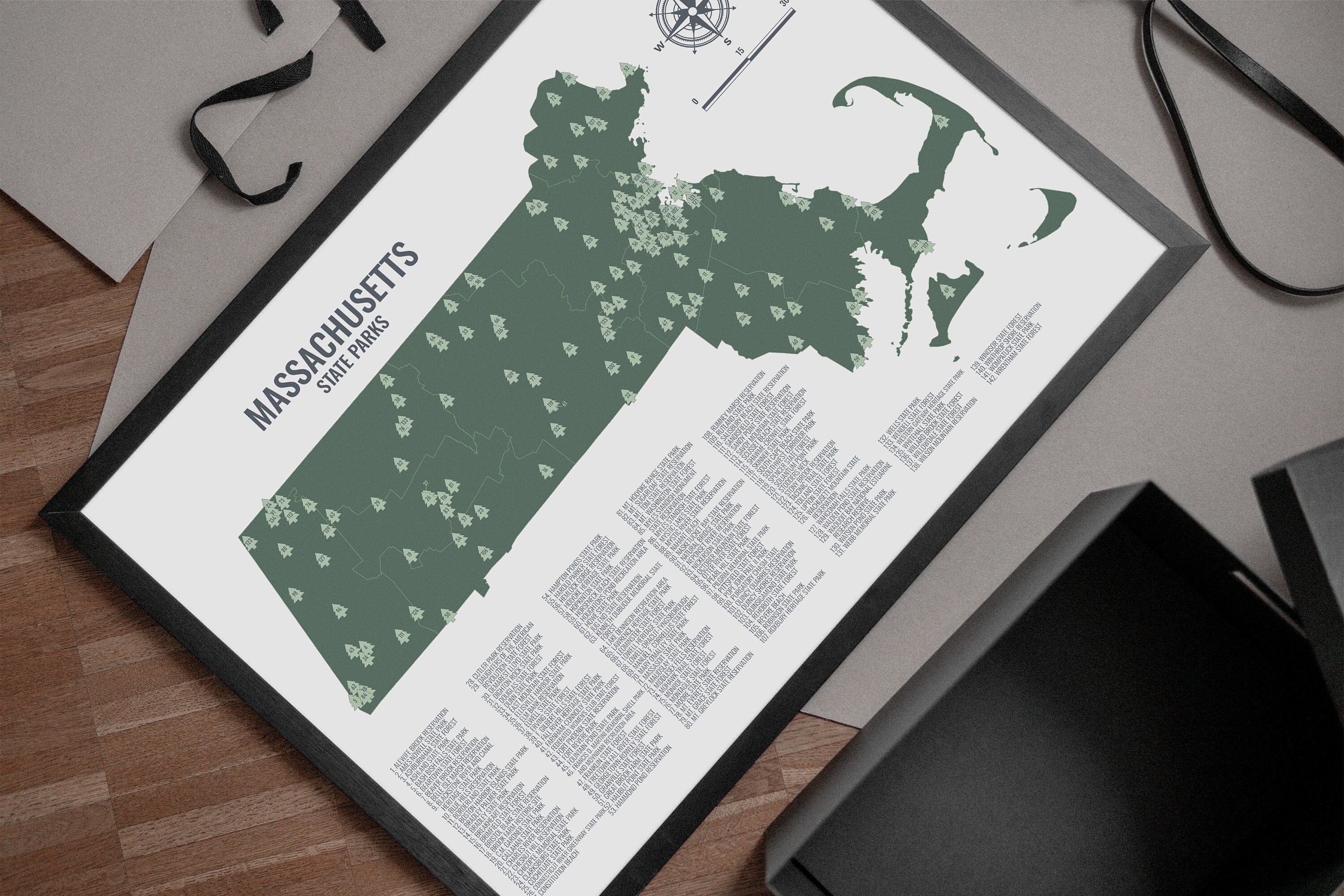 Massachusetts State Parks Map - Etsy