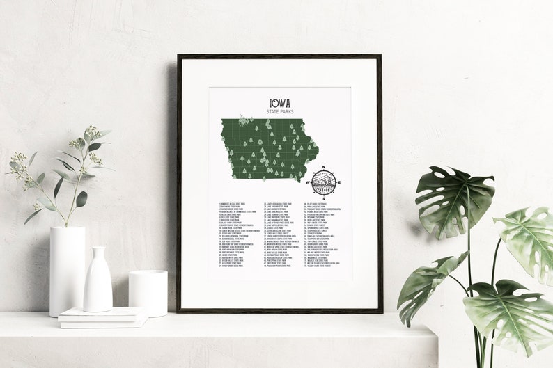 Iowa State Parks Map - Etsy
