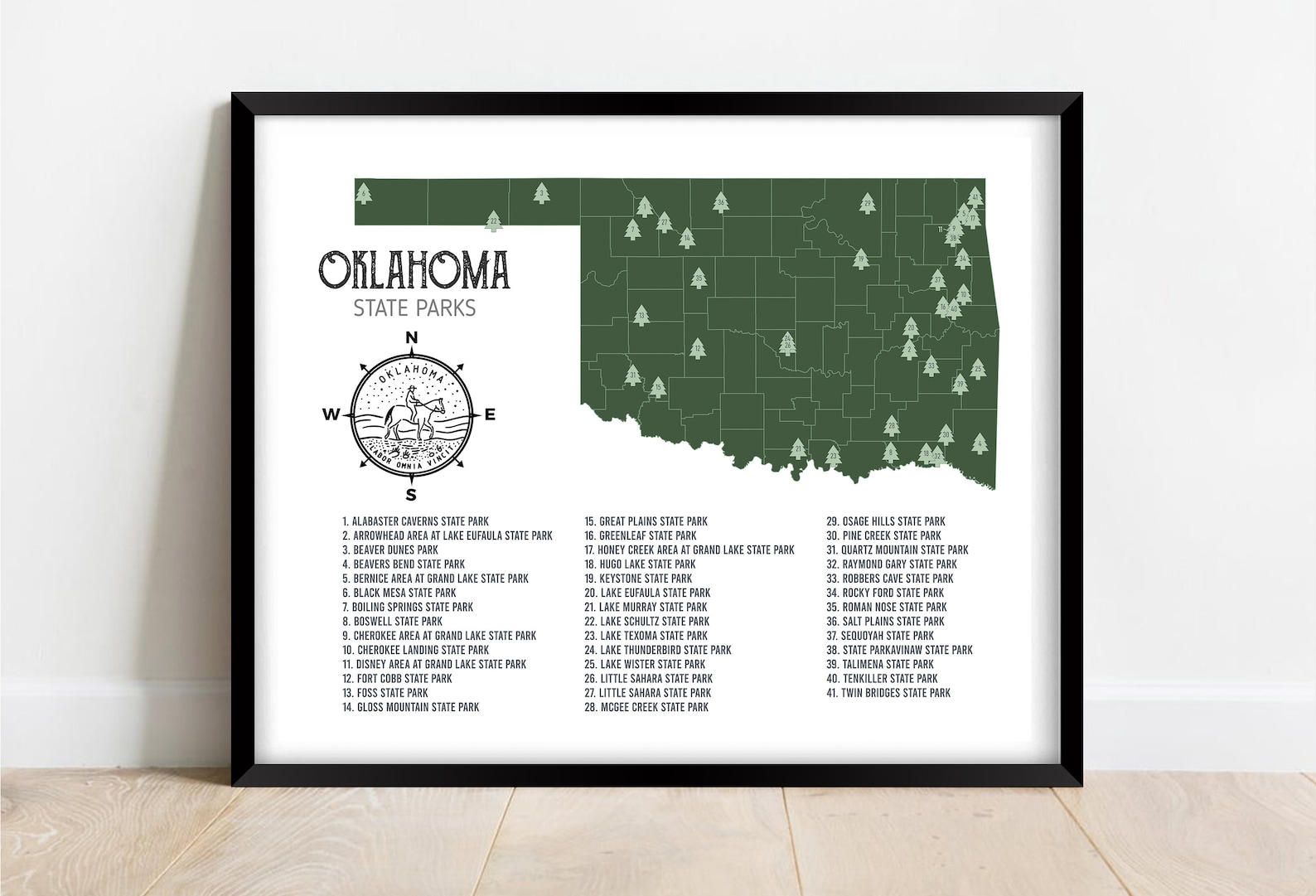 Oklahoma State Parks Map Family Adventure Map Gift - Etsy