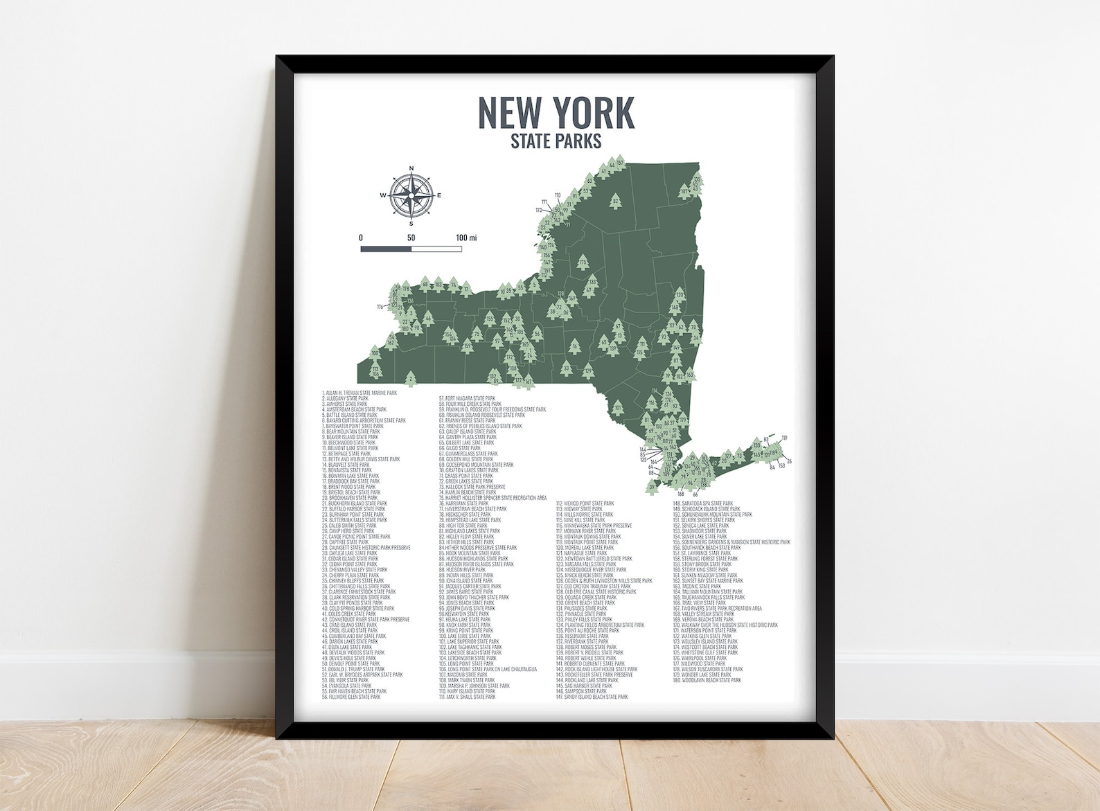 New York State Parks Map | Etsy