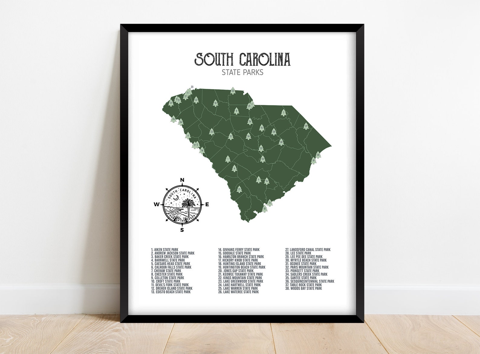 South Carolina State Parks Map Print - Etsy
