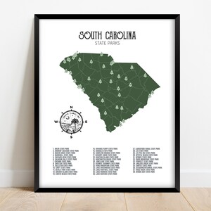 South Carolina State Parks Map Print - Etsy