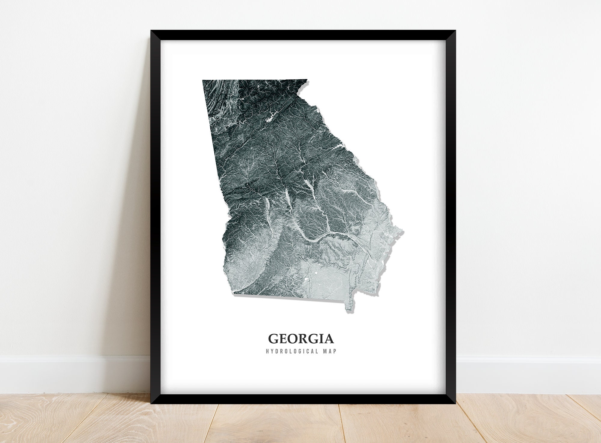 Georgia Hydrological Map Poster (black) - Etsy