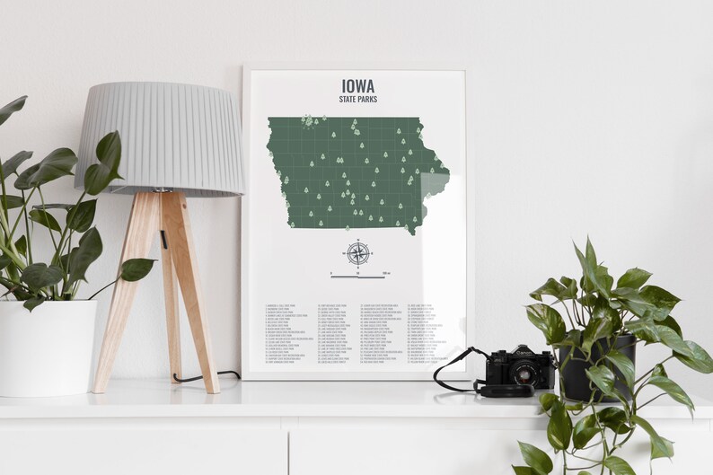 Iowa State Parks Map | Etsy